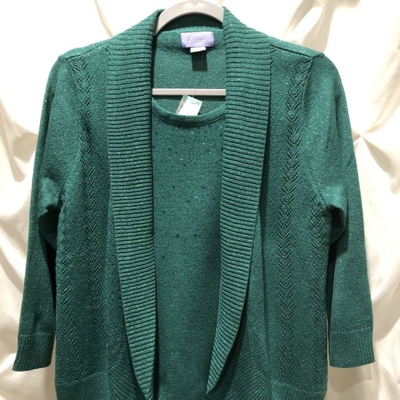 Laura Scott | Sweaters | Laura Scott Womens Green Metallic Top Holiday ...